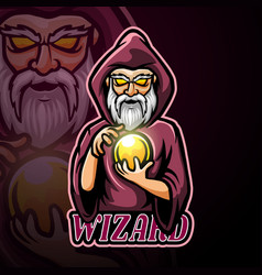 Wizard mascot sport esport logo design Royalty Free Vector