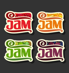 Set colorful fruits jam icons Royalty Free Vector Image