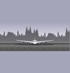 Airplane on runway airport runway Royalty Free Vector Image