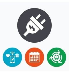Electric plug with power connector linear icon Vector Image