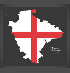 Devon map england uk with english national flag Vector Image