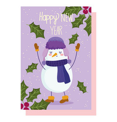 Snowman waving hand decoration merry christmas Vector Image