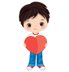 Cute little boy holding heart st valentines day Vector Image
