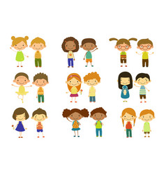 Boys and girls set cute happy little kids Vector Image