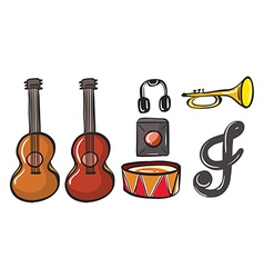 Different types of instruments with music notes Vector Image