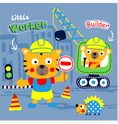 Bear and bird play together Royalty Free Vector Image