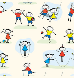 Three girls playing jump rope Royalty Free Vector Image