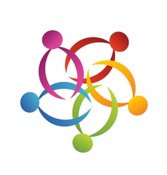 Teamwork flower with leafs logo Royalty Free Vector Image