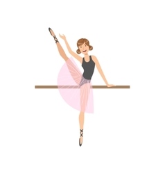 Girl Doing Leg Swing In Ballet Dance Class Vector Image