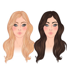 Two cute girls walking with dogs Royalty Free Vector Image