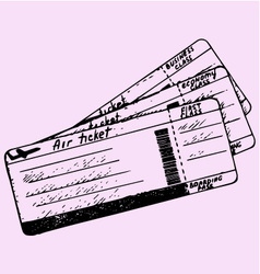 Blue yellow air ticket plane with text Royalty Free Vector