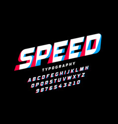 Top speed style font alphabet and numbers Vector Image