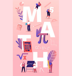 Math science concept tiny students characters in Vector Image