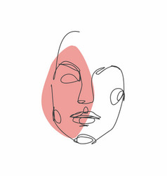 Face line art painting sketch with Royalty Free Vector Image