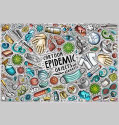 Cartoon doodles pandemic Royalty Free Vector Image