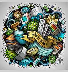 Cartoon doodles pandemic Royalty Free Vector Image