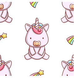 Simple seamless pattern cute kawaii hand drawn Vector Image