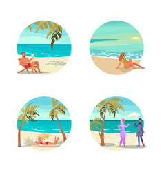 Dream scene with beautiful beach in round design Vector Image