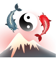 Japan koi fish with kanji word Royalty Free Vector Image