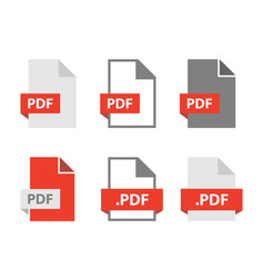 Pdf files document icon set pdf file format sign Vector Image