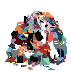 Before untidy and after tidy wardrobe messy Vector Image
