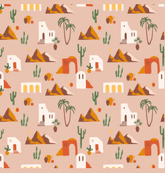 Seamless pattern with southern landscape Vector Image