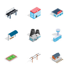 City buildings icons isometric 3d style Royalty Free Vector