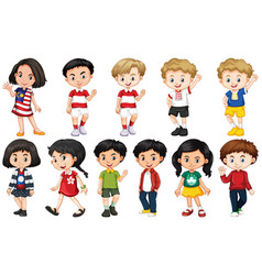Set multicultural children Royalty Free Vector Image