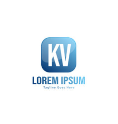 Initial kv logo template with modern frame Vector Image