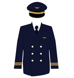 Pilot in black uniform Royalty Free Vector Image