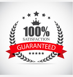 100 satisfaction guaranteed golden medal label Vector Image