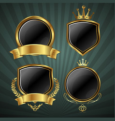 Golden shield retro design Royalty Free Vector Image