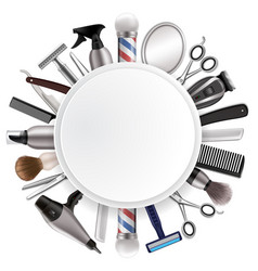 Barbershop frame with barber tools Royalty Free Vector Image