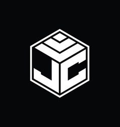 Jc letter logo monogram hexagon shield shape Vector Image