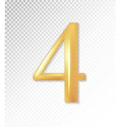 4 four number golden yellow metal letter Vector Image