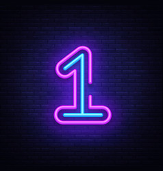 Number one symbol neon sign first number Vector Image