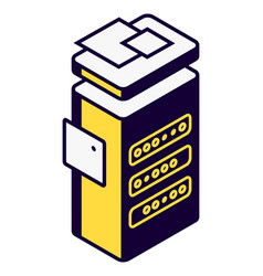 Data center room with server racks and computer Vector Image