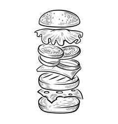 Fast food ingredients for hamburger cheeseburger Vector Image