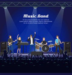Music kids band on concert scene Royalty Free Vector Image