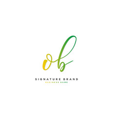 O b ob initial letter handwriting and signature Vector Image