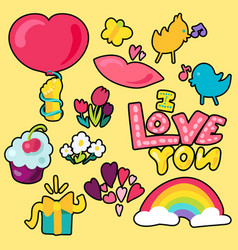 Romantic love patch in doodle style Royalty Free Vector