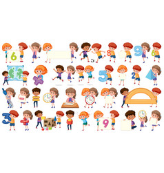 Set of student learning math tools Royalty Free Vector Image