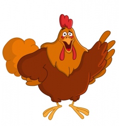 Chicken hen waving hand on white background Vector Image