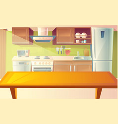 Cartoon kitchen interior Royalty Free Vector Image