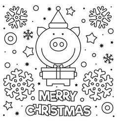 Merry christmas coloring page black and white Vector Image