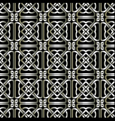 Lines silver 3d seamless pattern celtic grid Vector Image