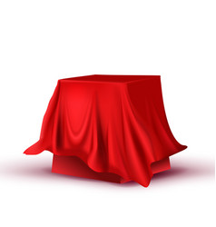 Rectangular table under red silk cloth on white Vector Image