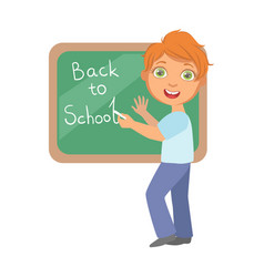 Cute schoolboy student in uniform in various Vector Image