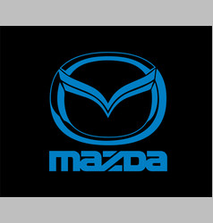 Mazda brand logo symbol white with name Royalty Free Vector