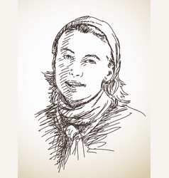 Hand drawn portrait salvador dali Royalty Free Vector Image